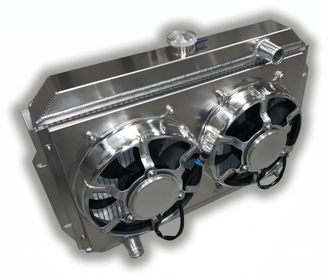 1968 – 1974 AMC Javelin/AMX Radiator With Dual HPX Fans – Entropy Radiator