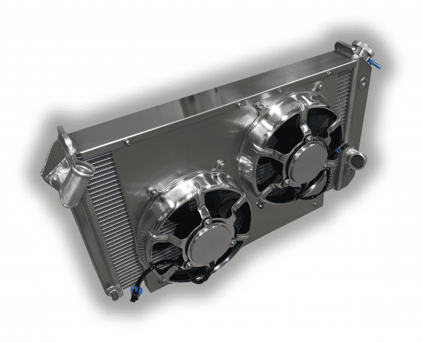 Corvette 1973 – 1976 Aluminum Radiator – Dual HPX Fans – Entropy Radiator